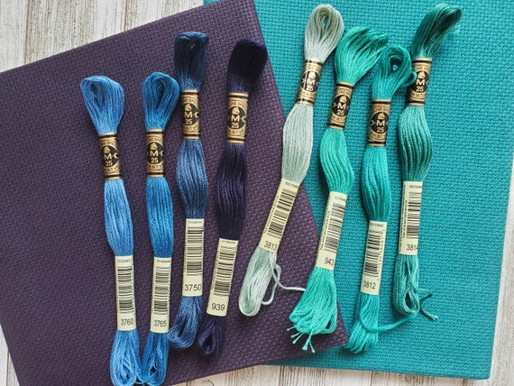 8x Blue and Teal DMC Flosses Dmc Threads DMC Kit Dmc Set of - Etsy