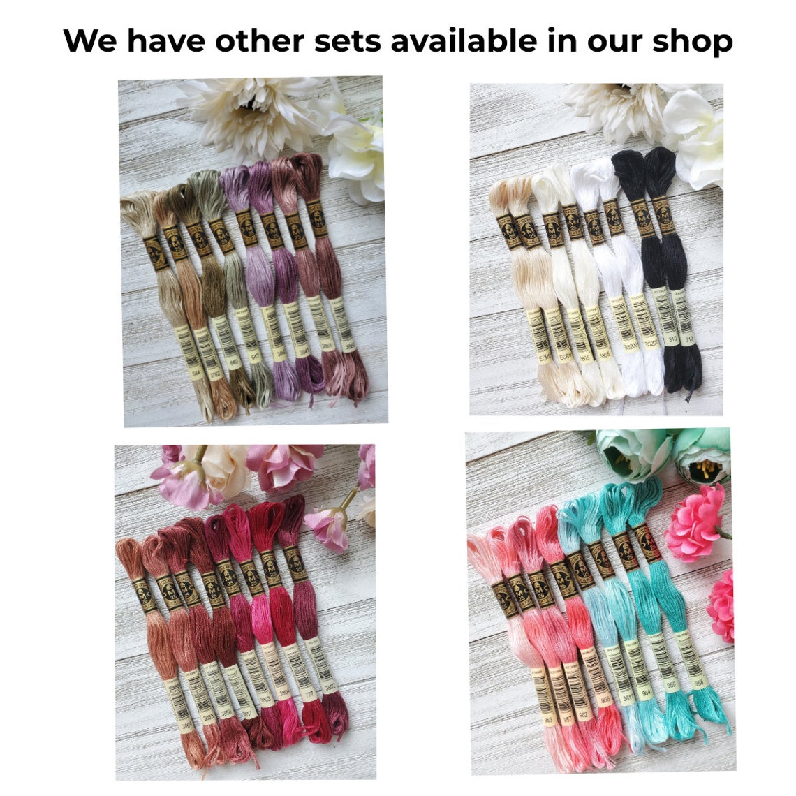 8x Pink and Mauve DMC Flosses, Dmc Threads, DMC Kit, Dmc Set of Colors ...