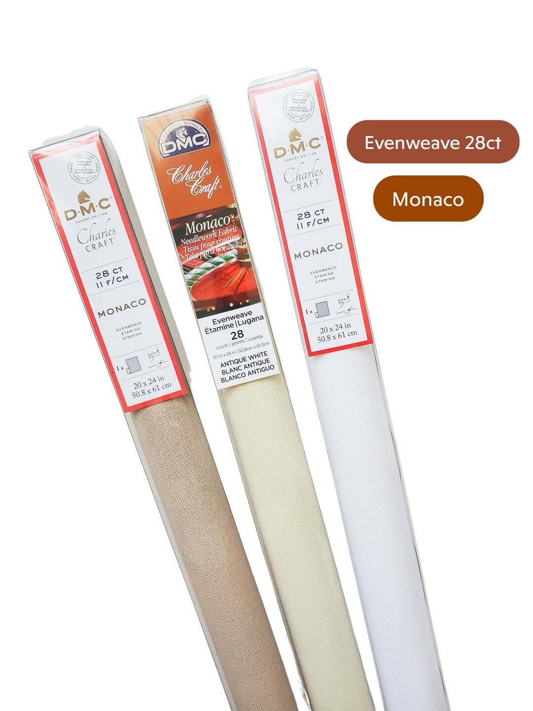 28ct DMC Charles Craft Monaco Evenweave 15" X 18" or 20" X 24", DMC ...