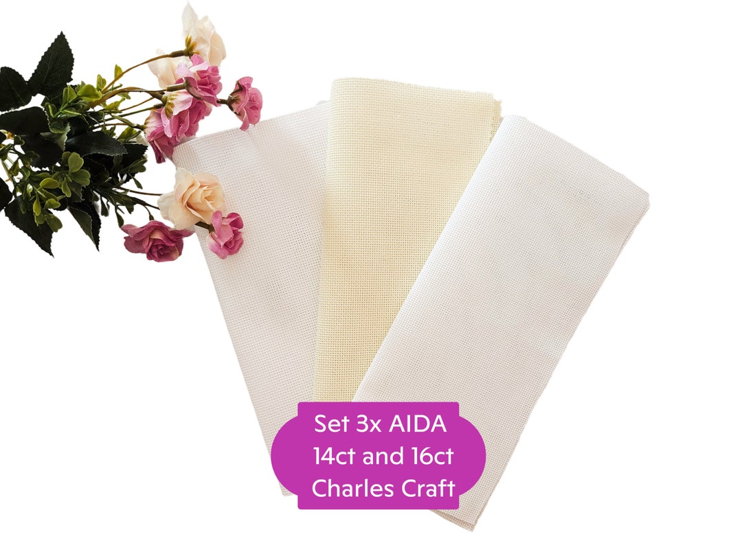 Set 3x AIDA 14 Count and 16 Count by Charles Craft - Each Cut Measures ...