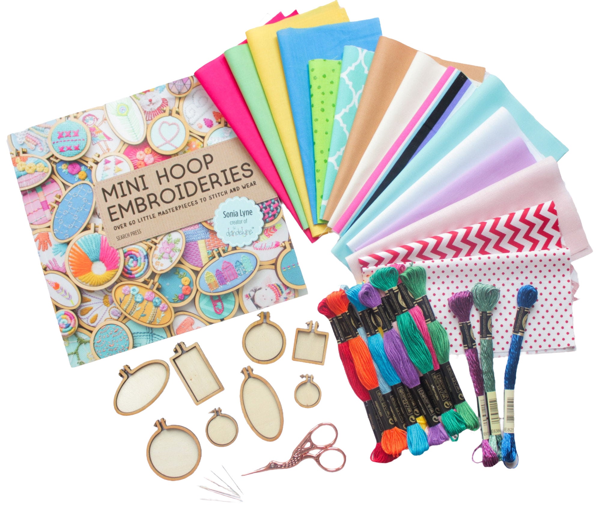 Bundle Mini Hoop Embroidery - Kit Comes With Book, Needles, Fabrics ...