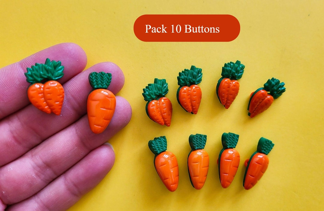 Pack 10x Carrot Buttons, Easter Buttons, Mini Carrots, Carrots ...