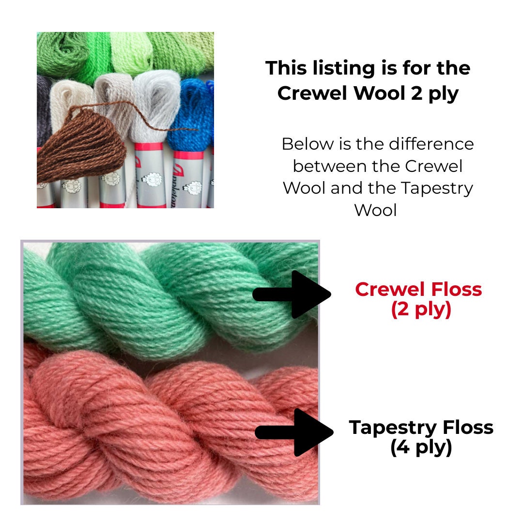 CREWEL WOOL (2ply) by Appletons - Crewel Skein 25m/ FLAT Shipping ...