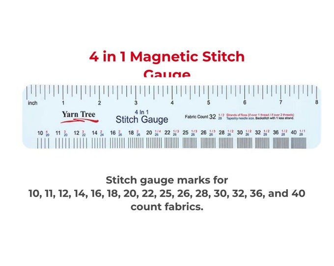 Stitch Gauge 4 in 1 Magnetic for Stitch Counts: 11, 14, 16, 18, 22, 25 ...