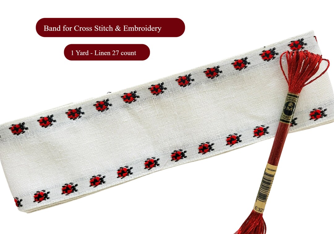 1 Yard 27 Count Linen Banding 2.7" Width, Stitchable Trim, Linen Band ...