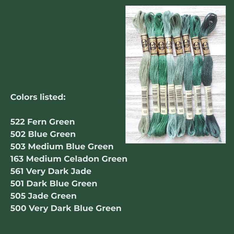 8x Green DMC Flosses Dmc Threads DMC Kit Dmc Set of Colors - Etsy