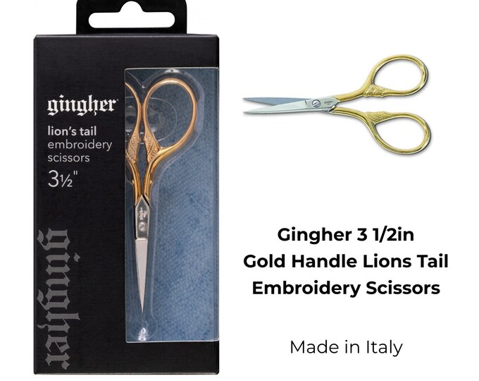 Gingher 3 1/2in Gold Handle Lions Tail Embroidery Scissors, Small ...