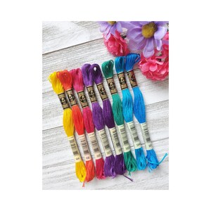 8x Bright Colors DMC Flosses,dmc Threads, DMC Kit,dmc Set of Colors ...