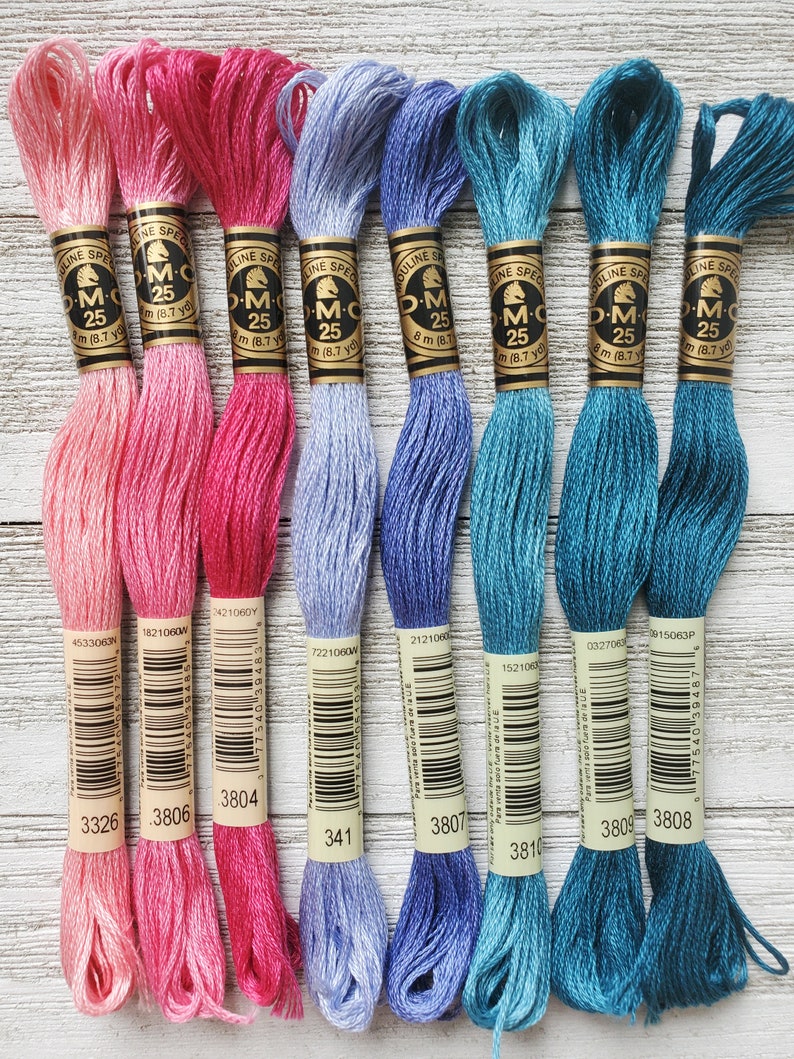 8x Pink and Teal DMC Flossesdmc Threads DMC Kit Dmc Set of - Etsy