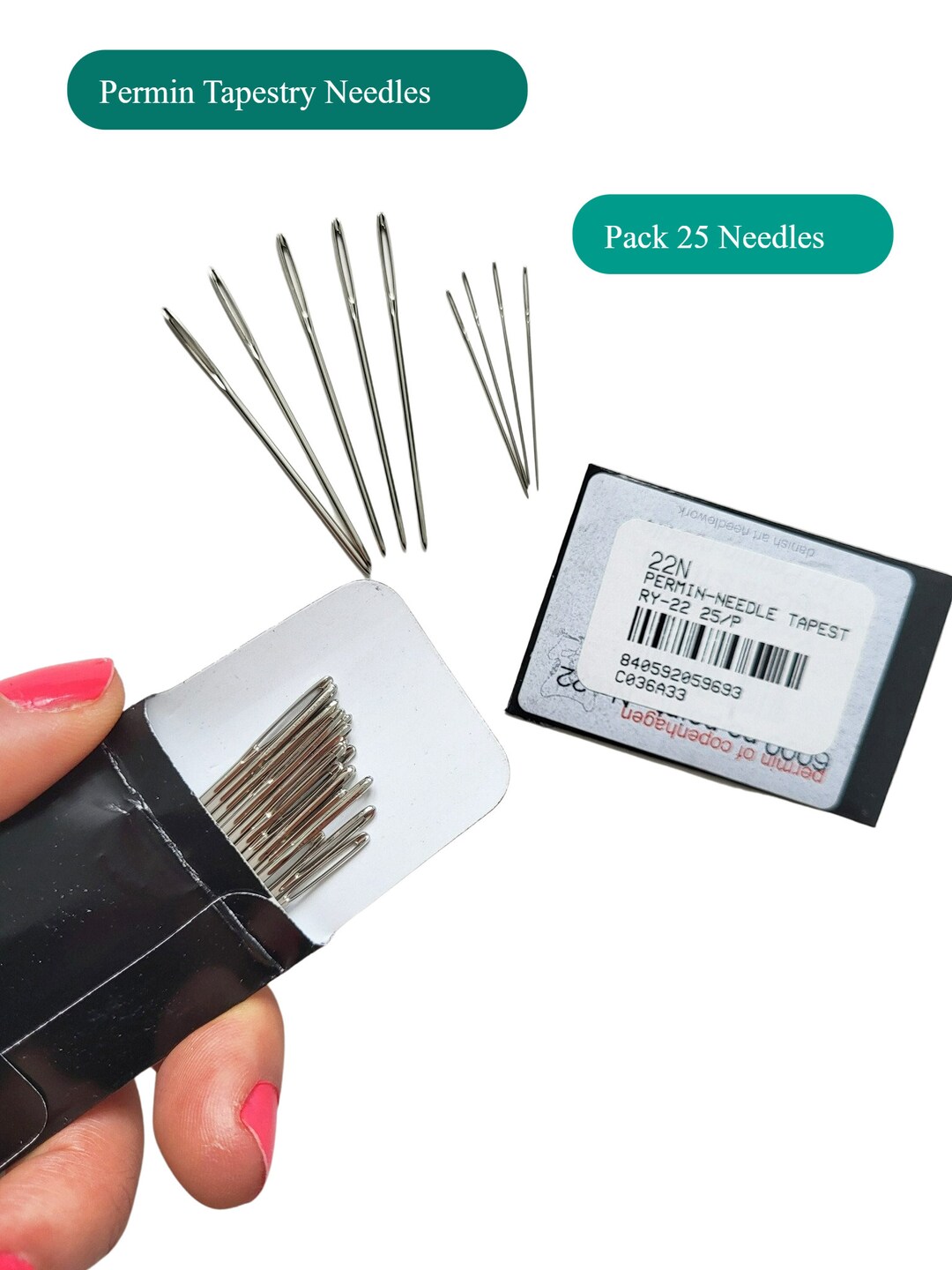 Permin Tapestry Needles Pack With 25 Needles - Sizes 18/20/22/24/26/28 ...