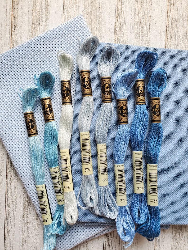 8x Blue DMC Flosses Dmc Threads DMC Kit Dmc Set of Colors - Etsy