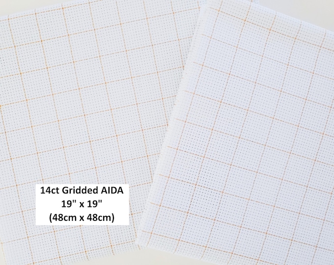 Cross Stitch Gridded 14ct Aida (19" X 19" or 16" X 19" - Color White ...