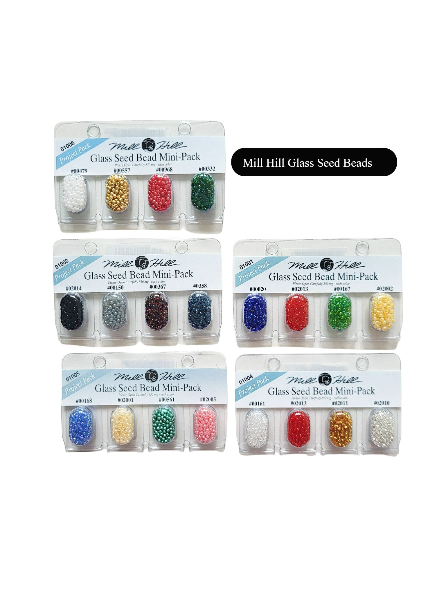 4/pkg Mill Hill Glass Seed Beads Mini Packs 2.5mm 830mg Assortment Pack ...