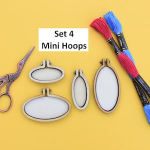 4pcs DIY Mini Wooden Embroidery Hoops, Hoop for Cross Stitch, Small ...