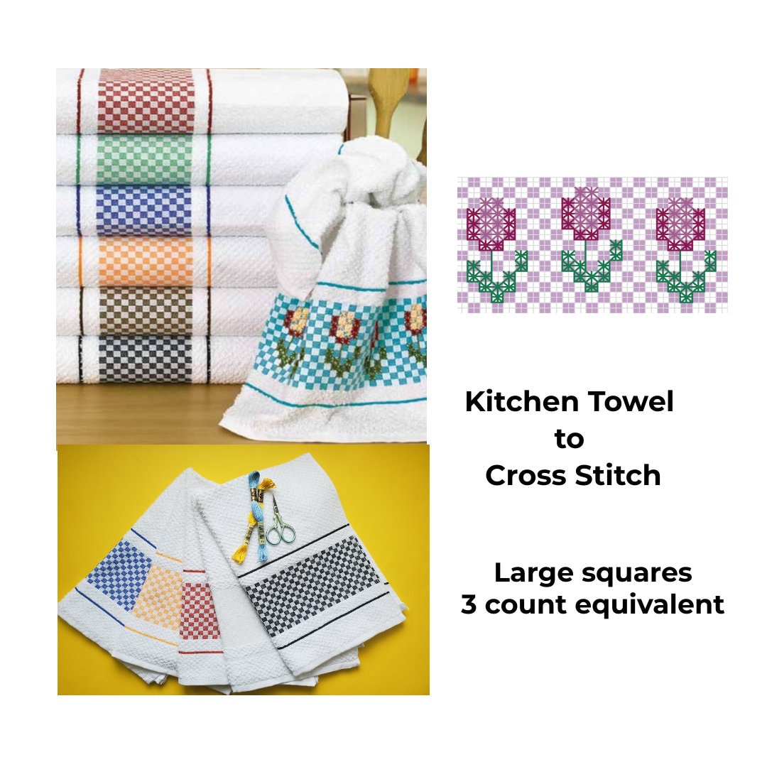 Cross Stitch Tea Towel, Needlepoint Towel, Towel to Cross Stitch, Hand ...