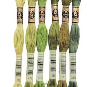 6x Olive Green DMC Flosses, Dmc Threads, DMC Kit, Dmc Set of Colors ...