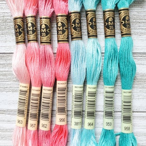 8x Turquoise and Pink DMC Flosses,dmc Threads, DMC Kit, Dmc Set of ...