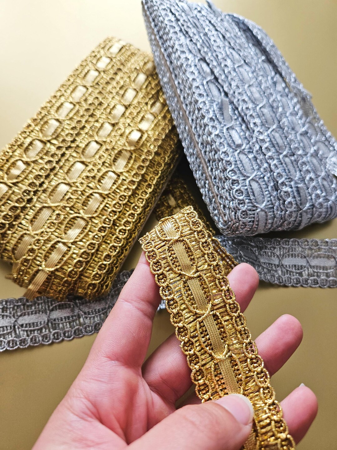 1 Yard Edging Trim Gold or Silver 30mm Wide/ Trim for Quilting/ Trim ...