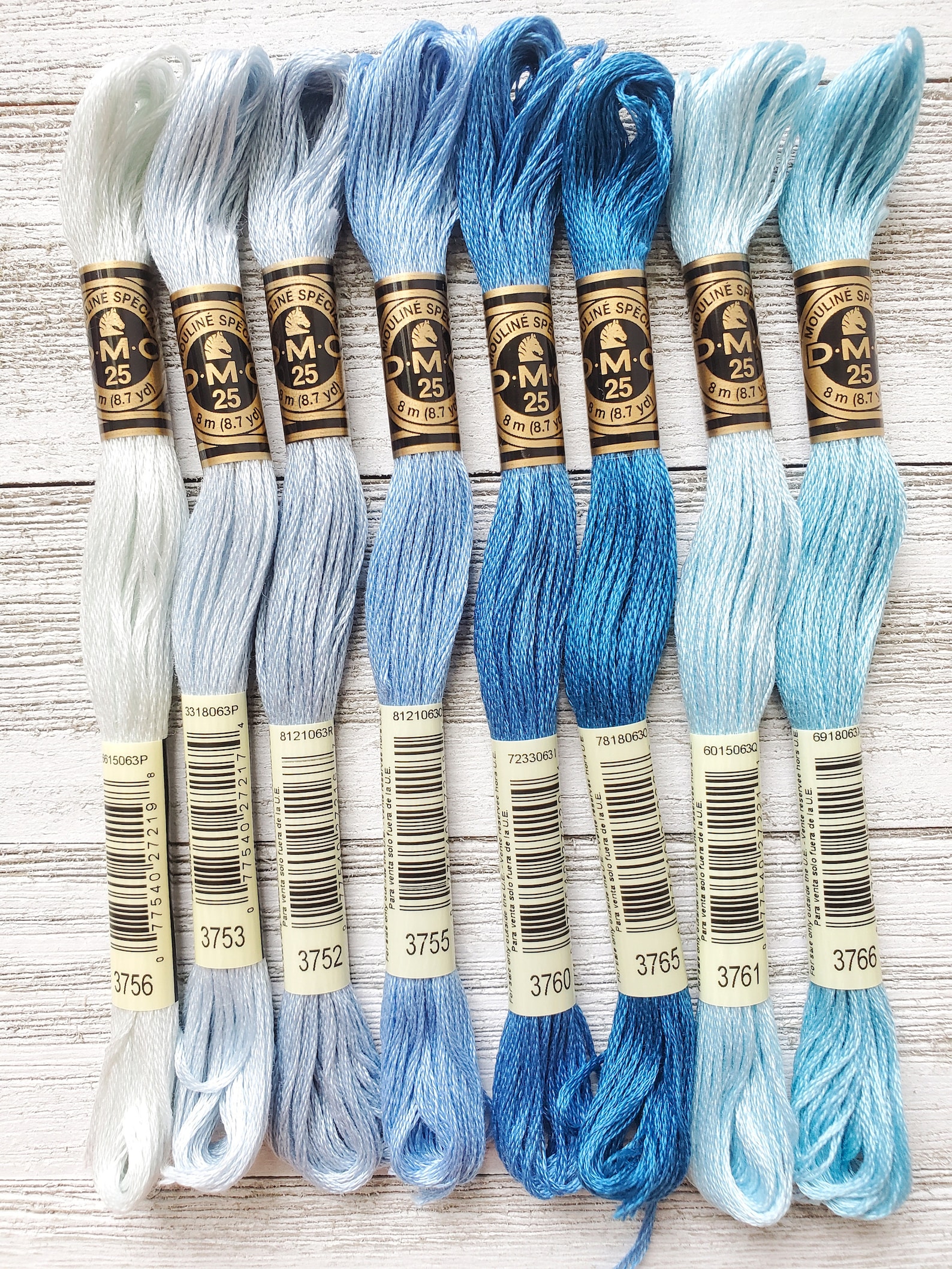8x Blue DMC Flosses, Dmc Threads, DMC Kit, Dmc Set of Colors, Dmc ...