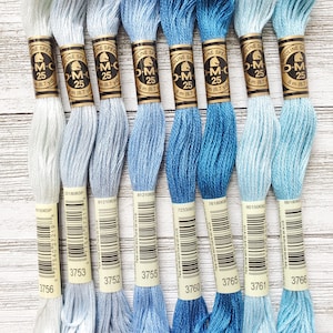 8x Blue DMC Flosses, Dmc Threads, DMC Kit, Dmc Set of Colors, Dmc ...