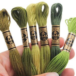 6x Olive Green DMC Flosses, Dmc Threads, DMC Kit, Dmc Set of Colors ...