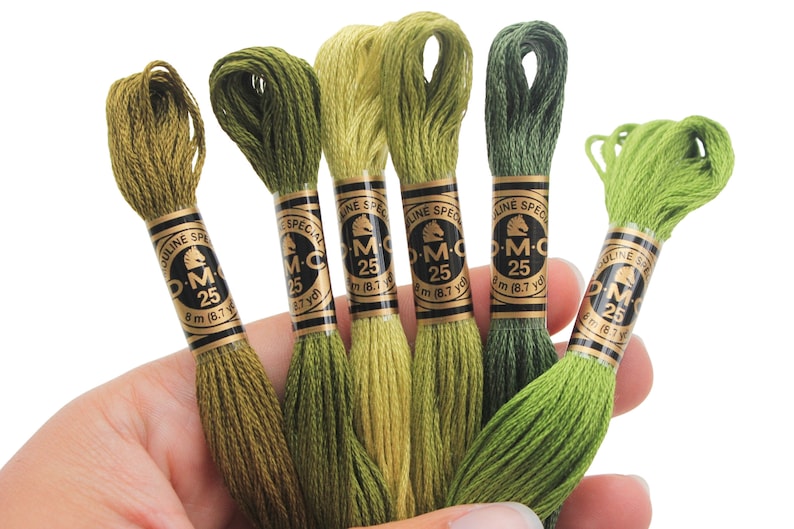 6x Olive Green DMC Flosses, Dmc Threads, DMC Kit, Dmc Set of Colors ...