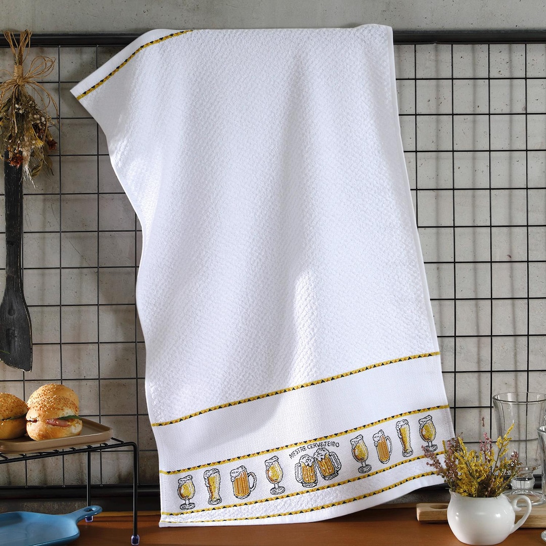Kitchen Towel to Cross Stitch by Dohler (45cm X 70cm), White AIDA Towel ...