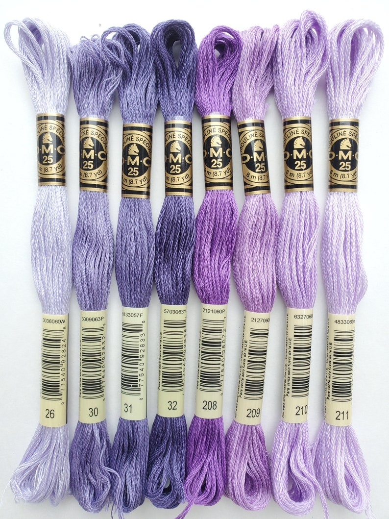 8x Purple DMC Flosses, Dmc Threads, DMC Kit, Dmc Set of Colors, Dmc ...