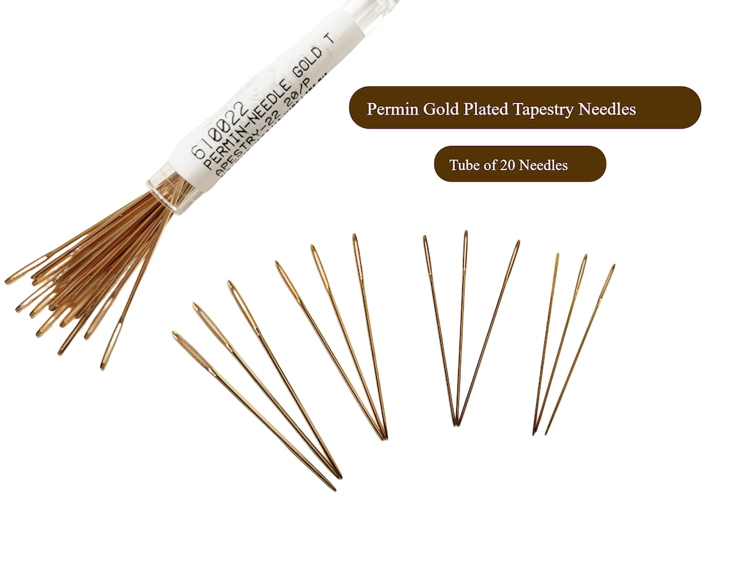 Gold Plated Tapestry Needles by Permin Tube of 20 Needles Sizes 22/24 ...