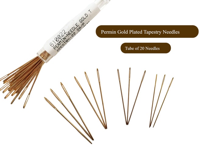 Gold Plated Tapestry Needles by Permin - Tube of 20 Needles - Sizes 22 ...