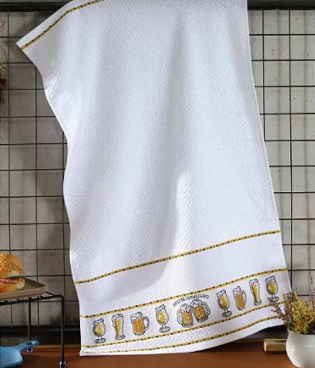 Cross Stitch Kitchen Towel 45cm X 70cm 14 Count, White AIDA Towel ...