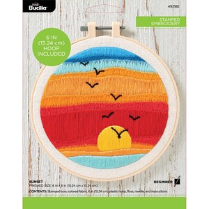 Bucilla Stamped Embroidery Sunset 49318E/ Pre-printed Embroidery ...