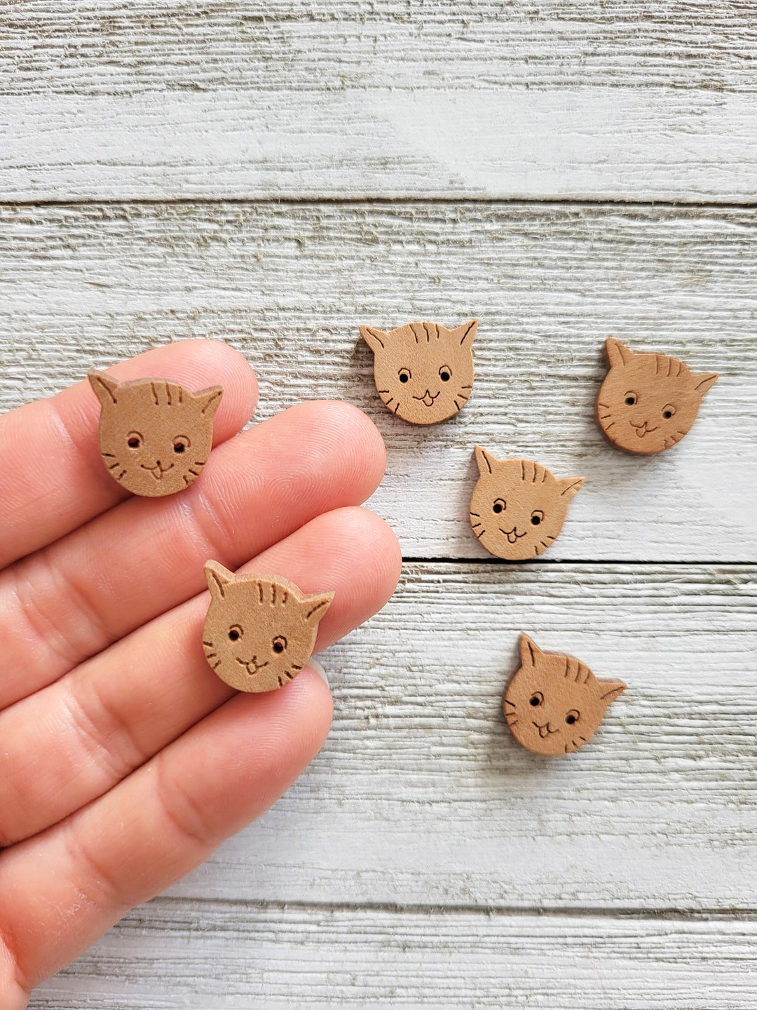 6 Pcs Wooden Cat Buttons Apple Embellishments Cat for - Etsy