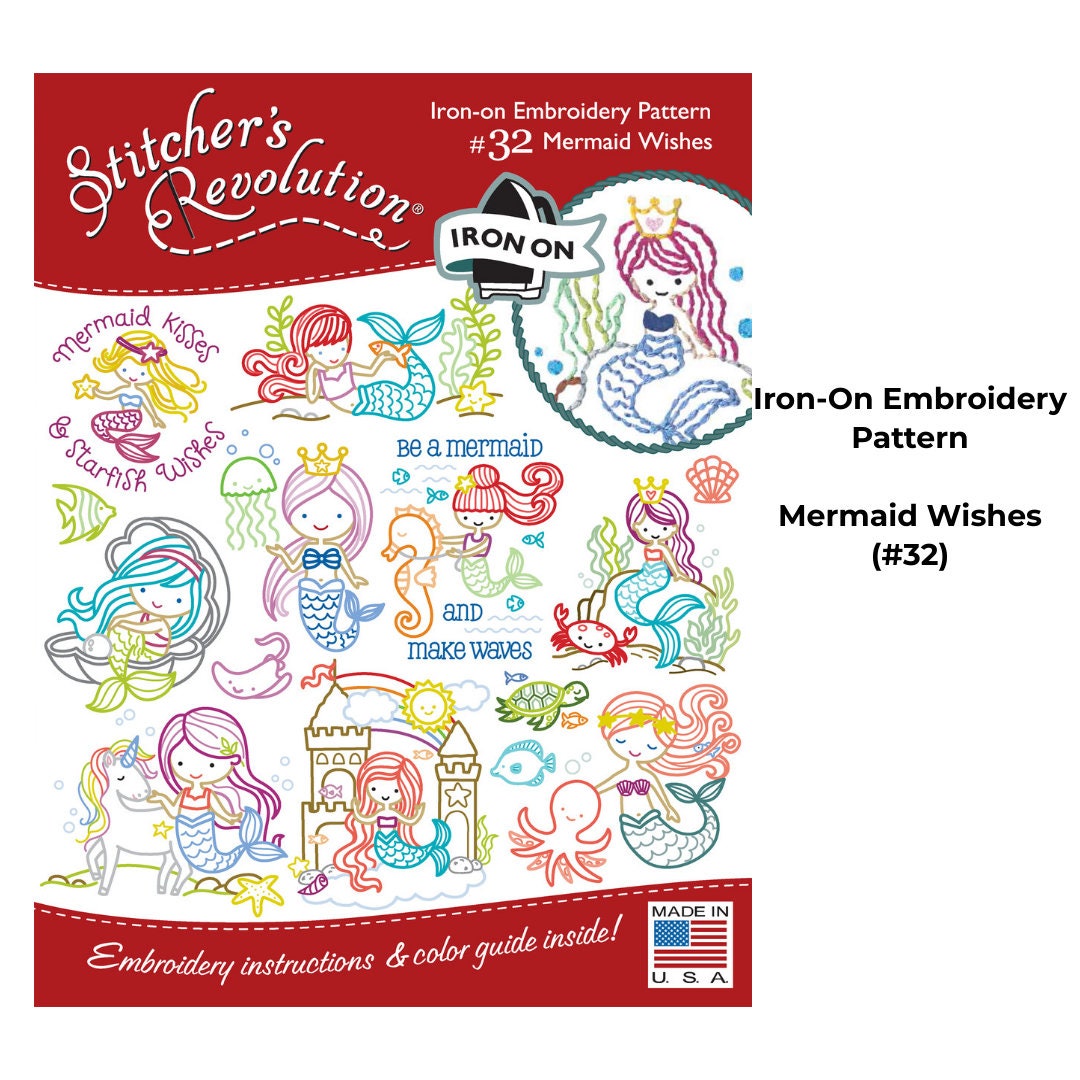 Iron on Embroidery Pattern #32 "mermaid Wishes" by Colonial Patterns ...