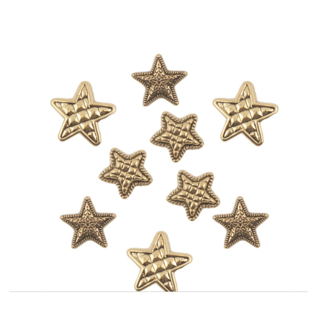 Pack 9x Gold Star Buttons, Star Embellishments, Mini Star Button, Small ...