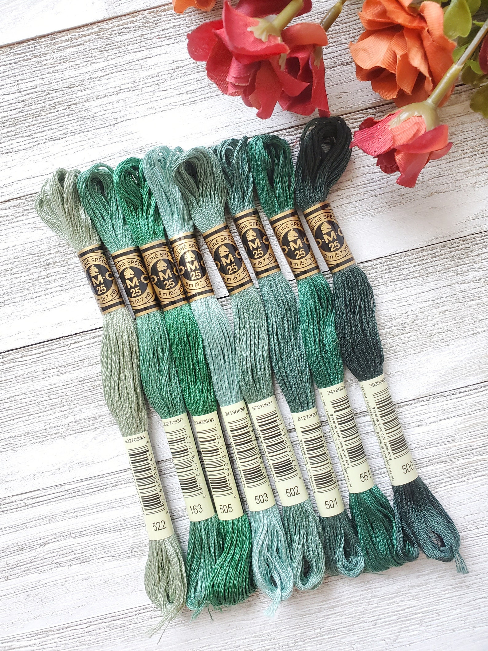 8x Green DMC Flosses Dmc Threads DMC Kit Dmc Set of Colors - Etsy