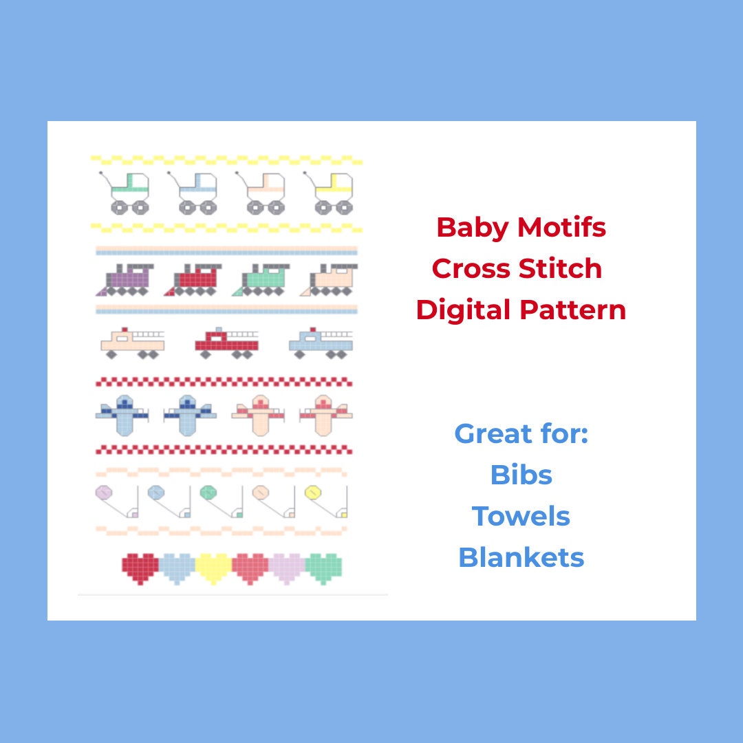 Baby Motifs Cross Stitch Pattern, Cross Stitch Pattern for Towels ...