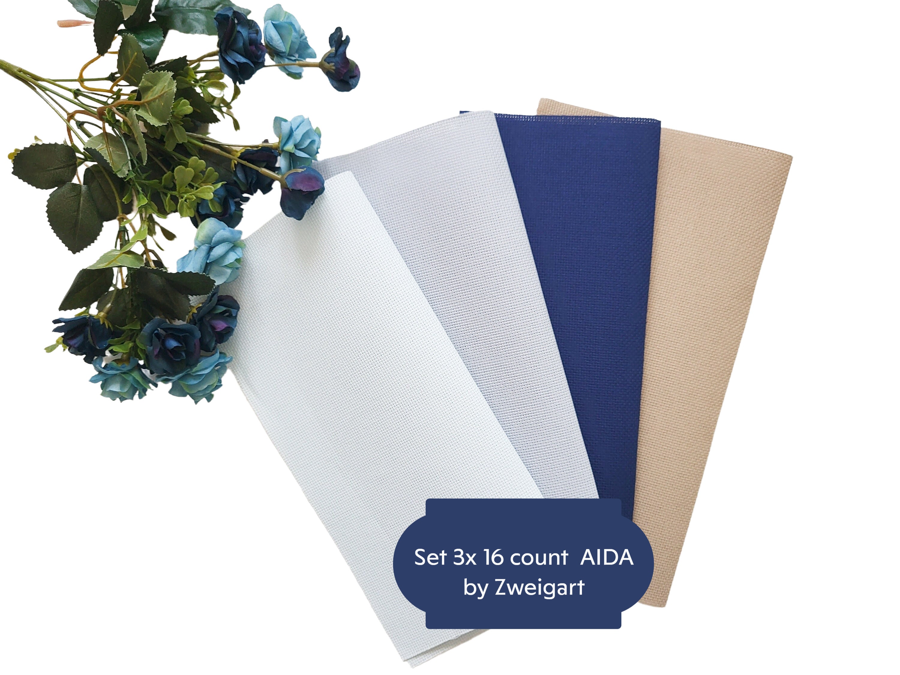 Set 4x AIDA 16 Count by Zweigart - Each Cut Measures 10"x10" (colors ...