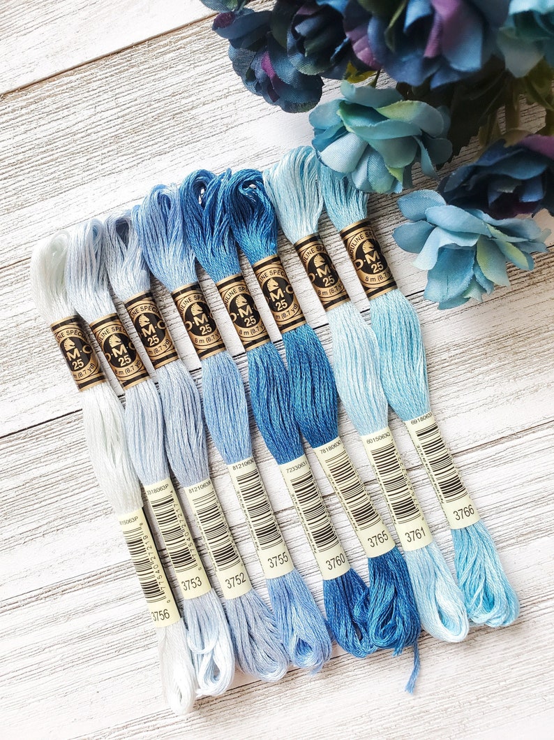 8x Blue DMC Flosses, Dmc Threads, DMC Kit, Dmc Set of Colors, Dmc ...