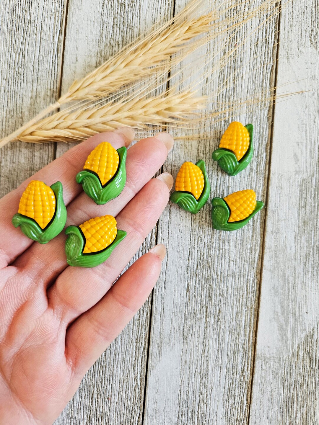 Pack 6x Corn on the Cob Buttons Made of Plastic/ Autumn Embellishments ...