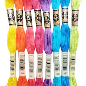 8x BRIGHT Colors DMC Flosses,dmc Threads, DMC Kit,dmc Set of Colors ...
