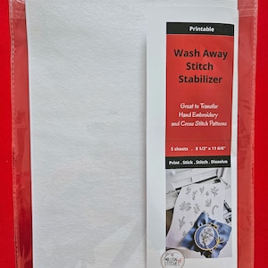 5x Printable Water Soluble Stabilizer (self-adhesive) 5 Blank Sheets 8 ...