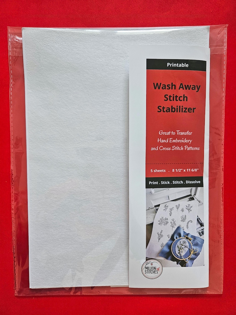 5x Printable Water Soluble Stabilizer (self-adhesive) 5 Blank Sheets 8 ...