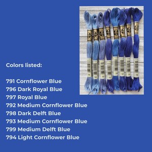 8x Blue DMC Flosses,dmc Threads, DMC Kit, Dmc Set of Colors, Dmc Cotton ...