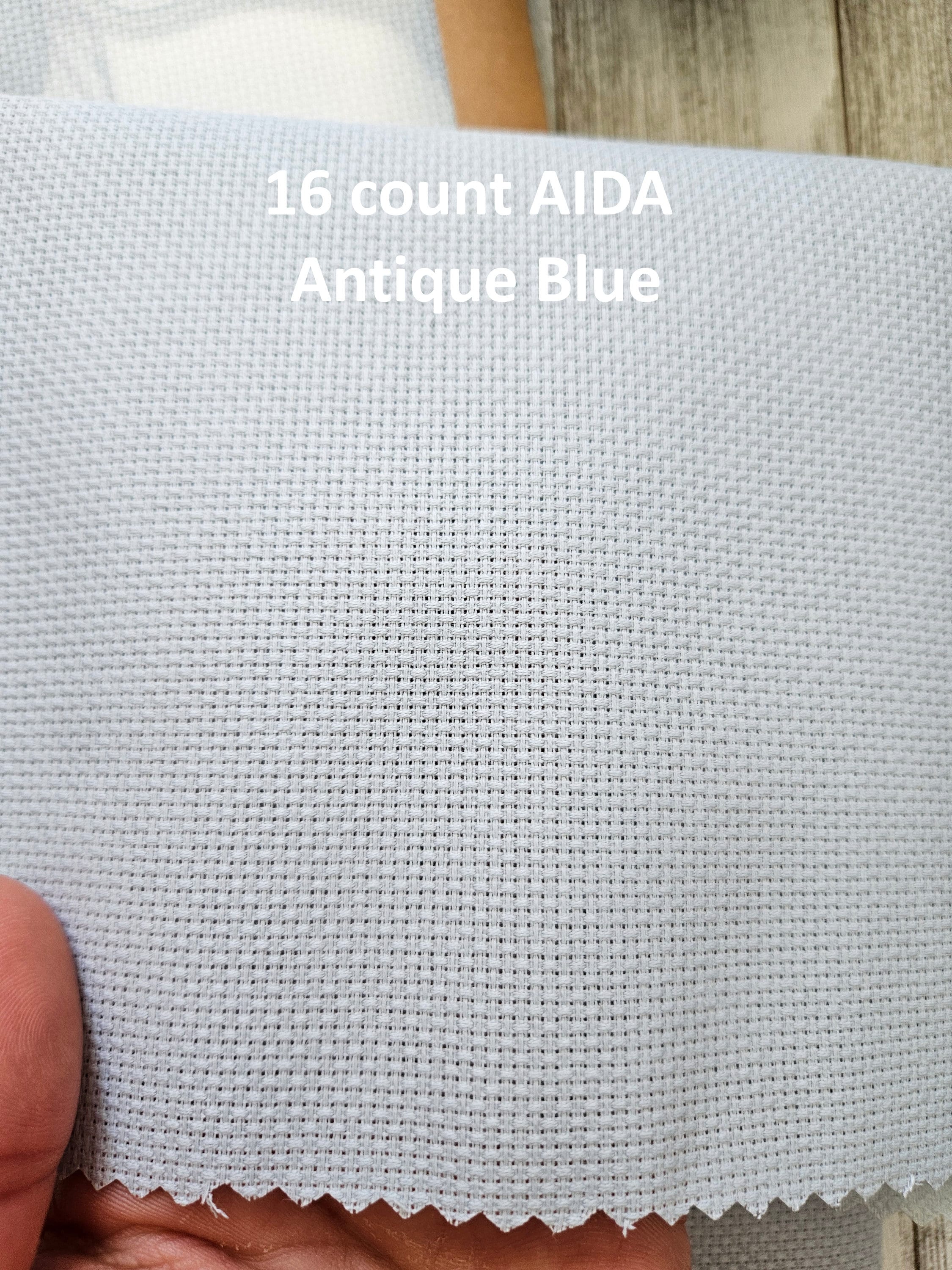 16 Count AIDA Cloth - Colors Available White or Antique Blue/ Cross ...