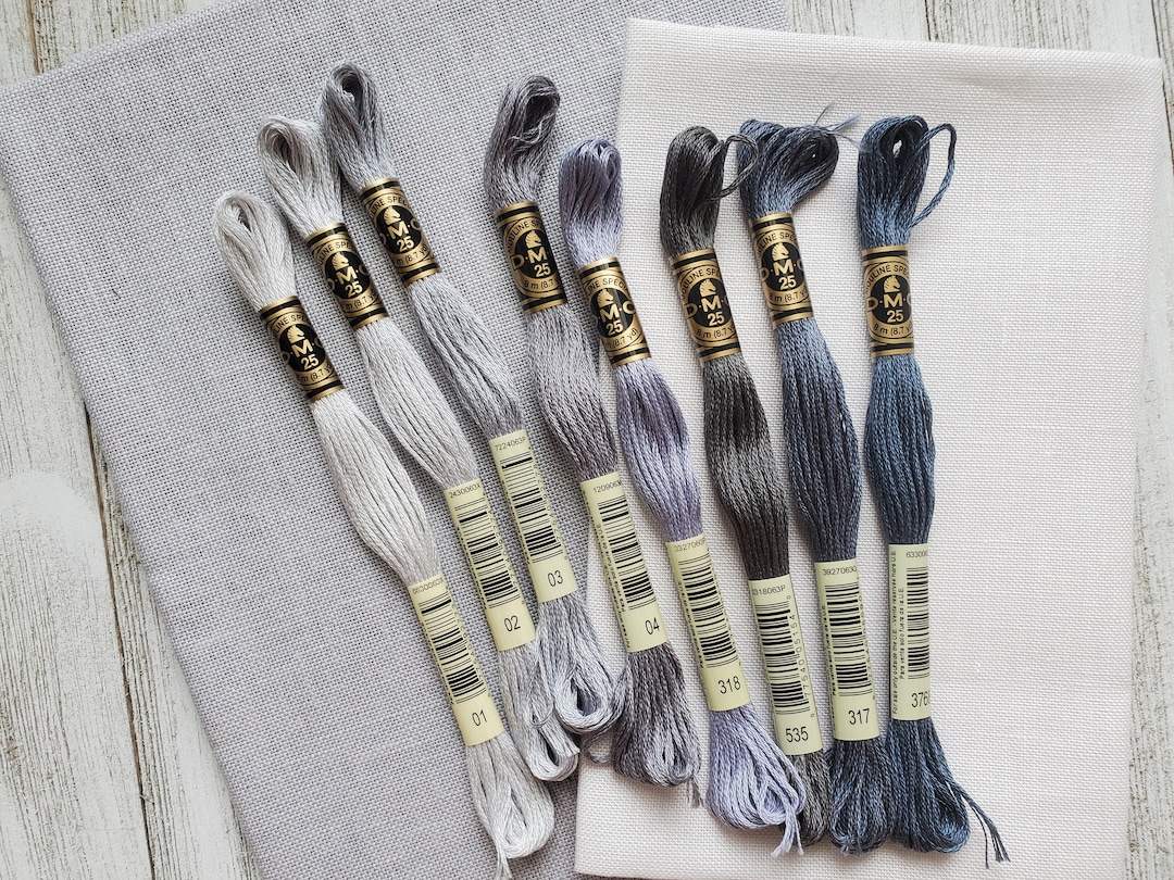 8x Grey DMC Flosses, Dmc Threads, DMC Kit, Dmc Set of Colors, Dmc ...