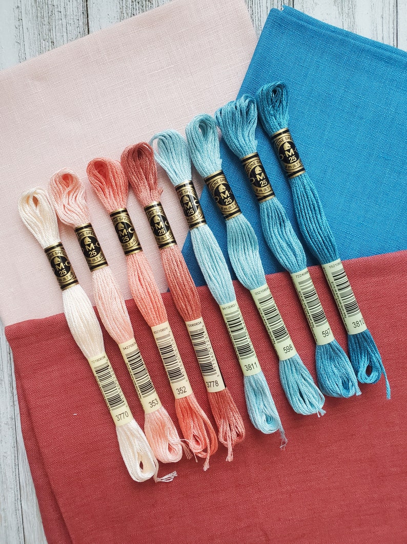 8x Coral /turquoise DMC Flosses,dmc Threads, DMC Kit,dmc Set of Colors ...