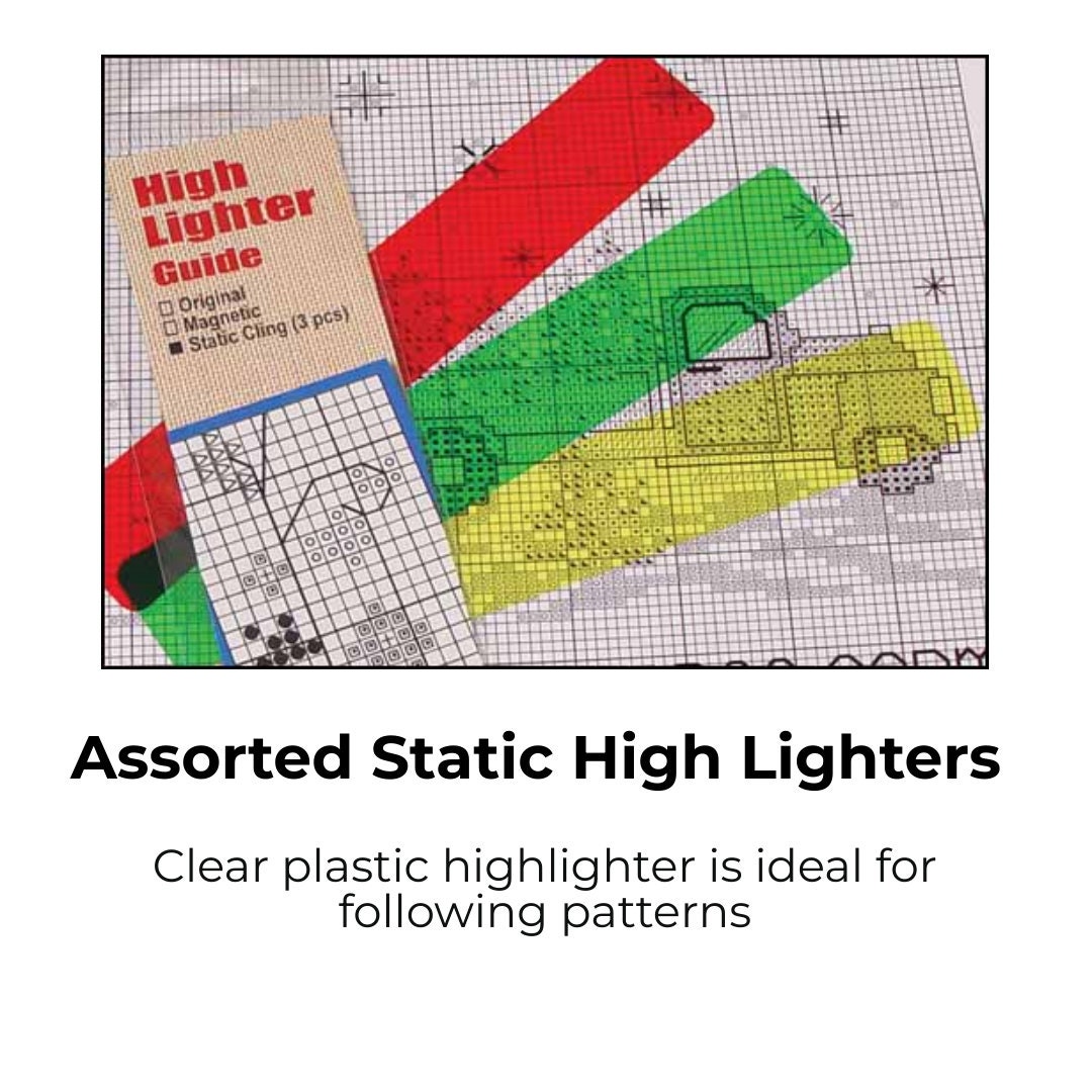 3x Assorted Static Highlighter - Red, Yellow, Green/ Cross Stitch ...
