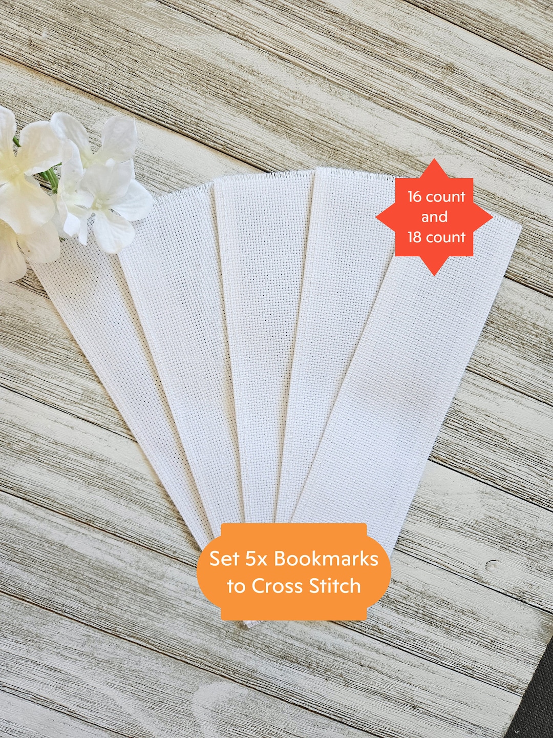 Set 5x Bookmarks to Cross Stitch - 2x 16 Count AIDA and 3x 18 Count ...