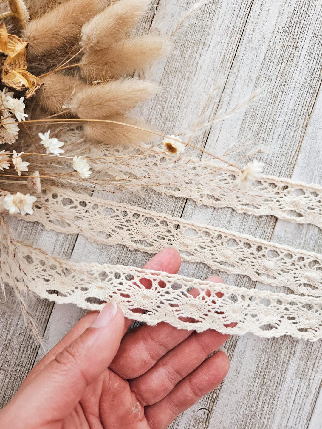 1 Yard Crochet Lace Trim in Color Beige 2.5cm (1in) Wide - Flat ...